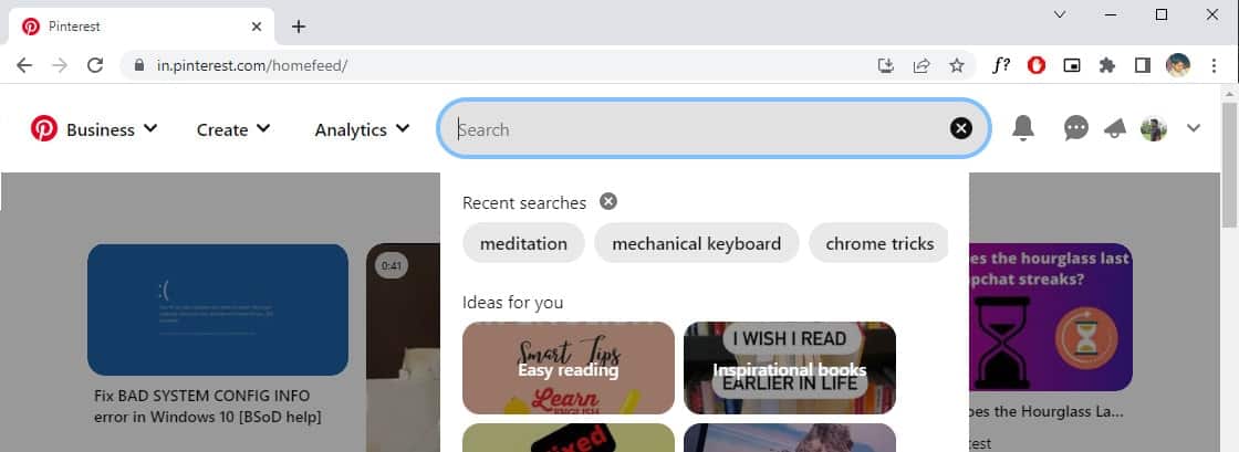 How To Clear Search History In Pinterest